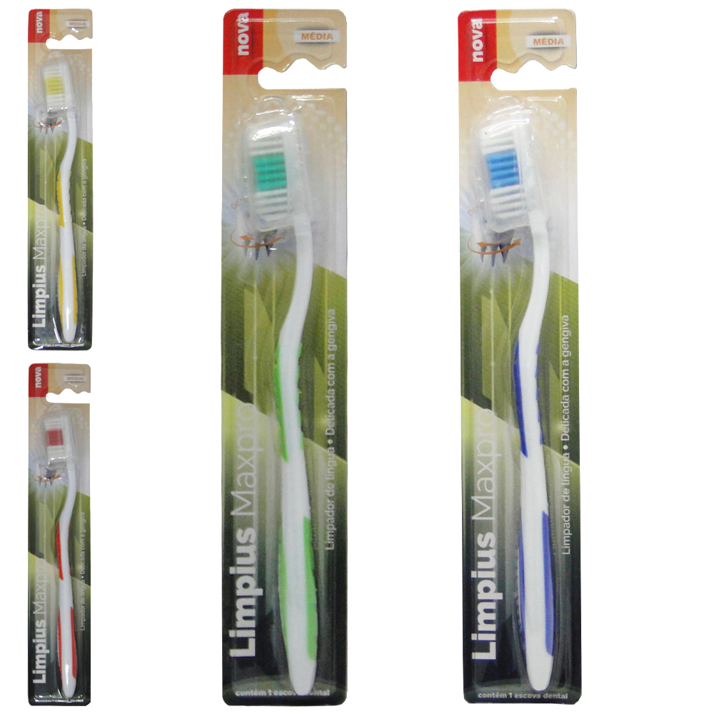ESCOVA DENTAL 4 UNIDADES MÉDIA LIMPUS MAXPRO LIM5515 | Shopee Brasil