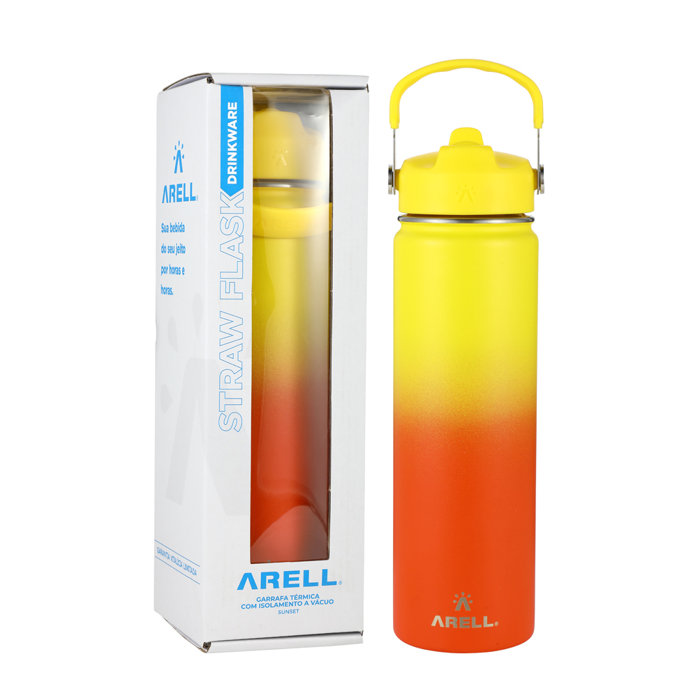 Garrafa térmica Arell Straw Flask 650ML | Shopee Brasil