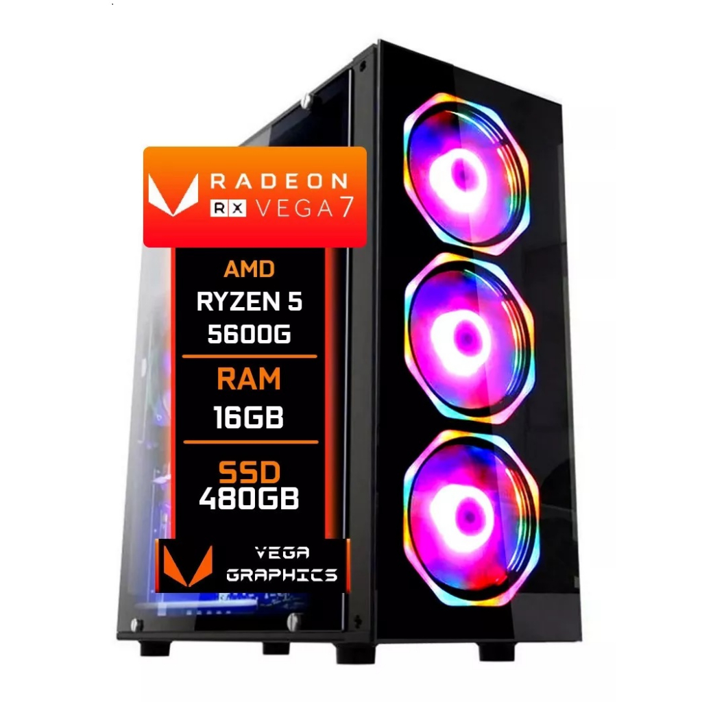 Pc Gamer Ryzen 5 5600g Vega 7 Ssd 480gb 16gb Ddr4 500w | Shopee Brasil