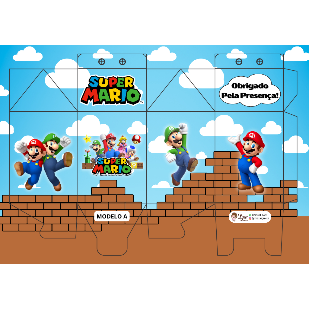 Caixas Milk Super Mario Bros (Mario, Luigi, Princesa Peach) Modelo ...