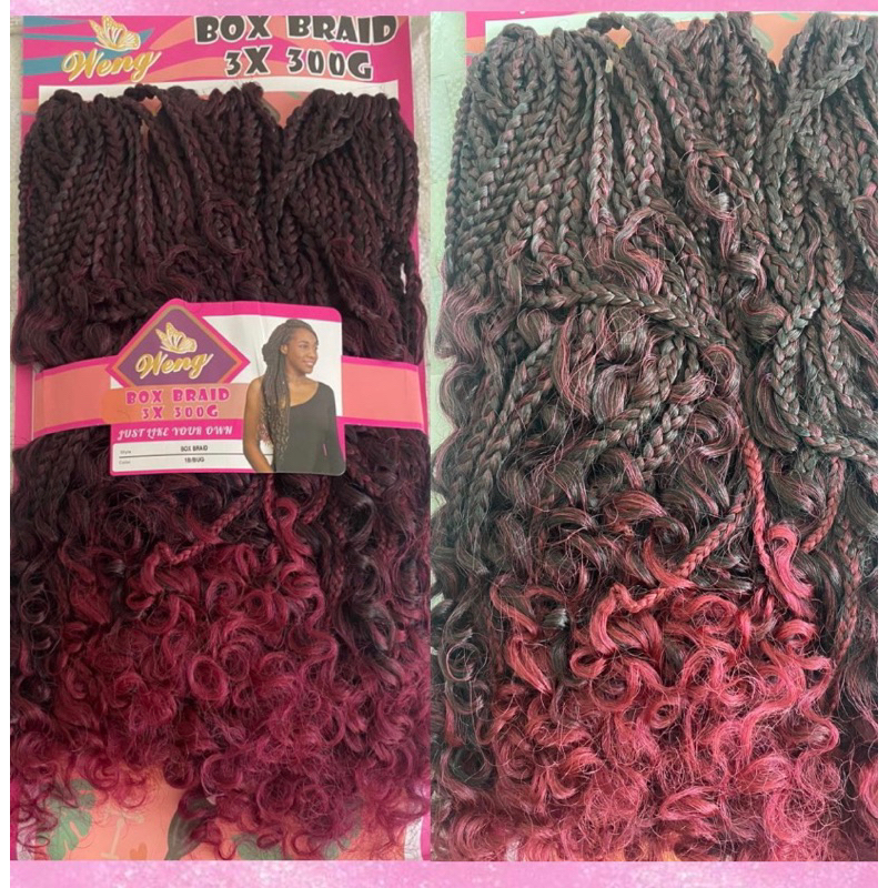 Cabelo Fibra Orgânica OMBRE MARSALA/ BOX BRAID Crochet Braids Weng ...