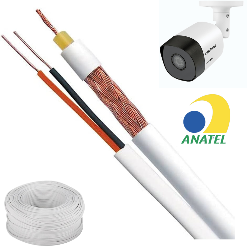 Cabo Coaxial Câmeras De Segurança Cftv 4mm Bipolar 85% 50m | Shopee Brasil