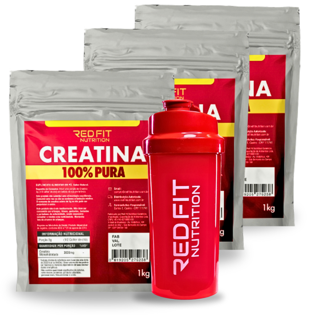 Creatina Monohidratada Kit 1Kg - 100% Pura Importada C/ Laudo - Red Fit ...