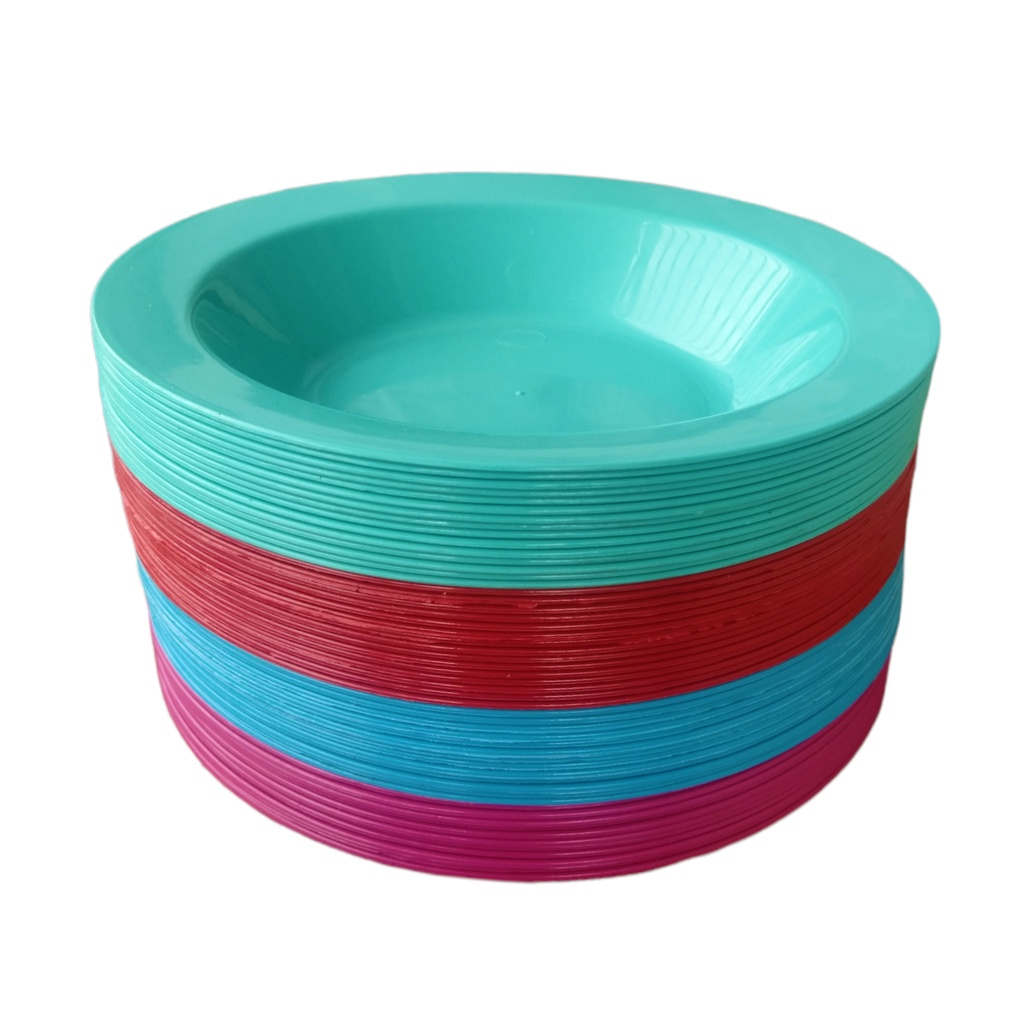 Prato de plástico colorido atacado fundo 50 pçs escolar merenda festa ...