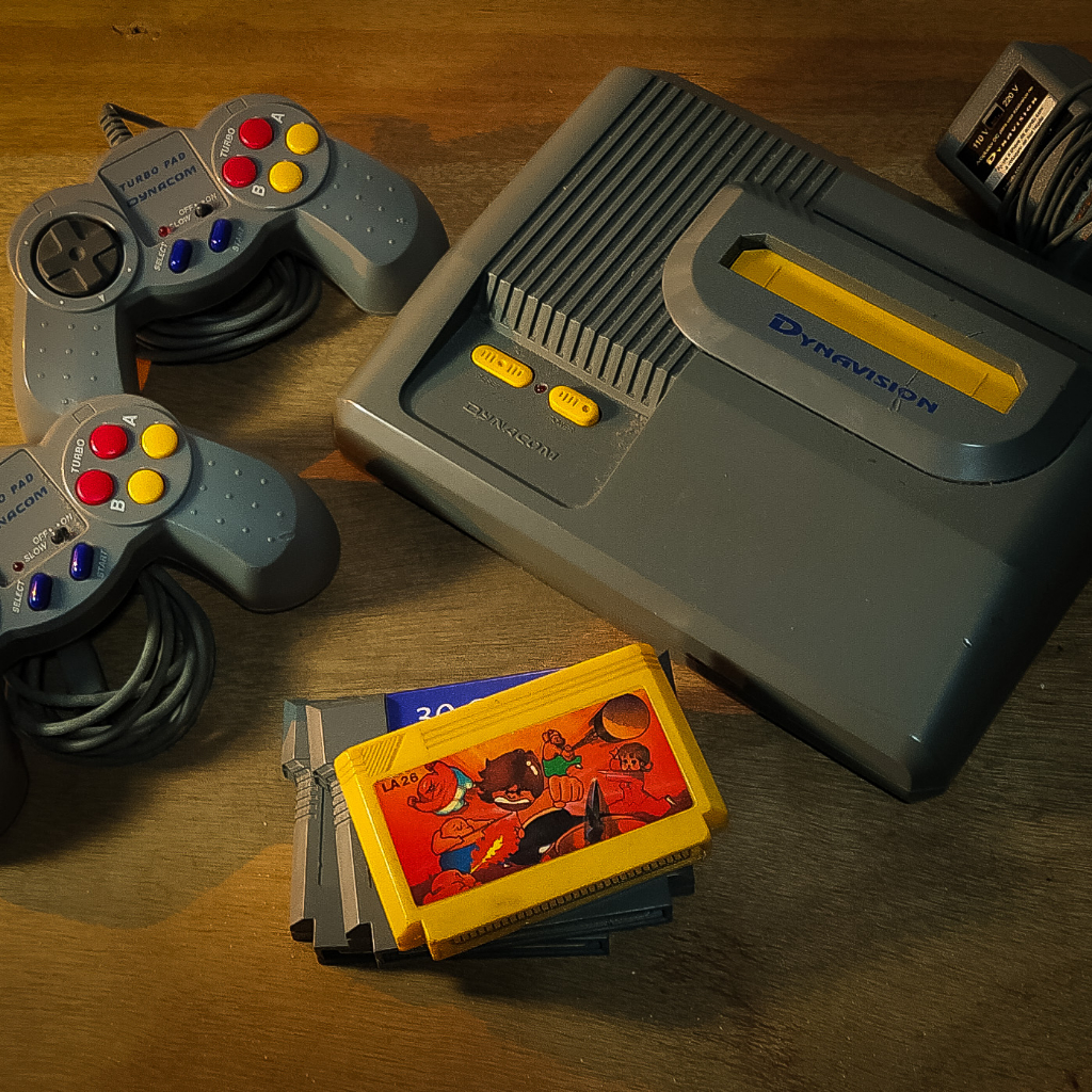 DYNAVISION DYNACOM COMPLETO ORIGINAL 2 CONTROLES + 4 CARTUCHOS DE JOGOS / CONSOLE VIDEOGAME DE ...