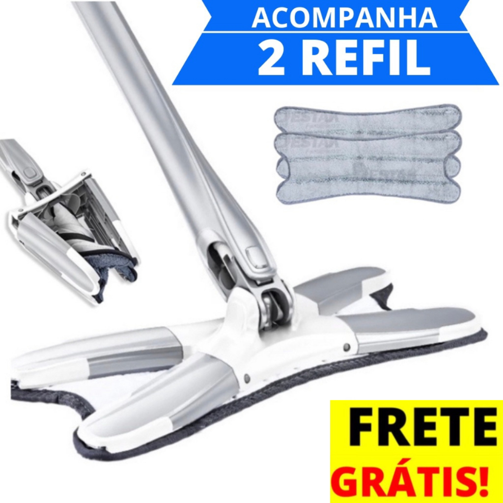 Mop Rodo de Limpeza Giratório Retangular Ajustável e Retrátil ...