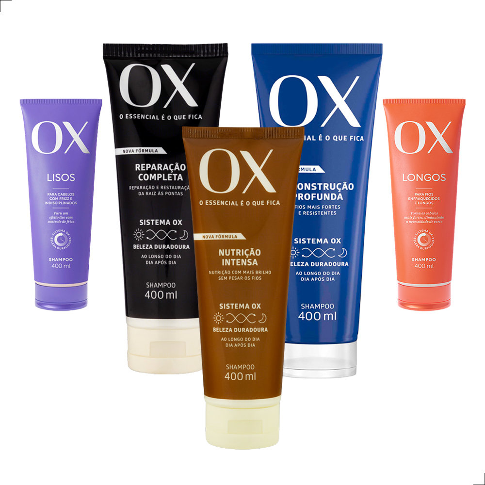 Shampoo Ox Liso Duradouro + Ox Longos + Ox Nutrição Intensa + Ox ...