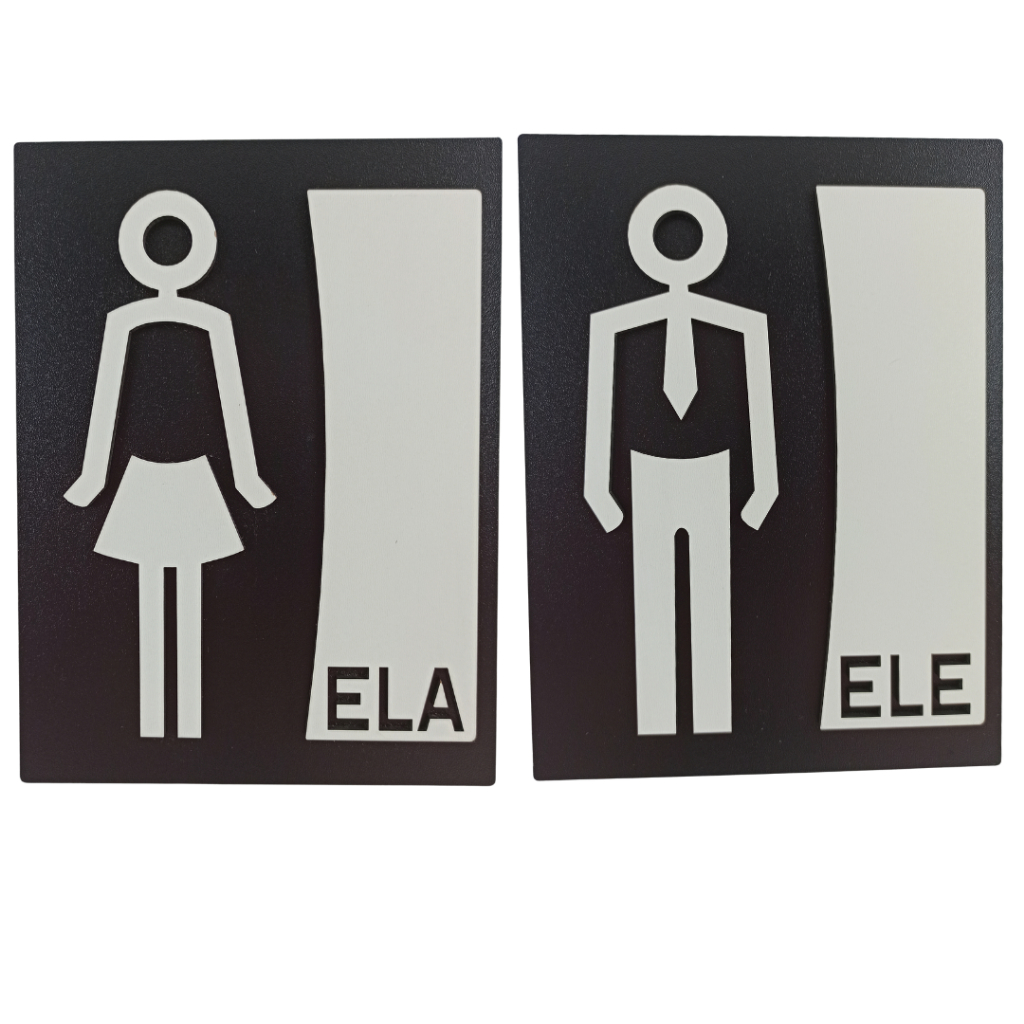 Placa de Identificação para porta de Banheiro ELA e ELE e acompanha ...