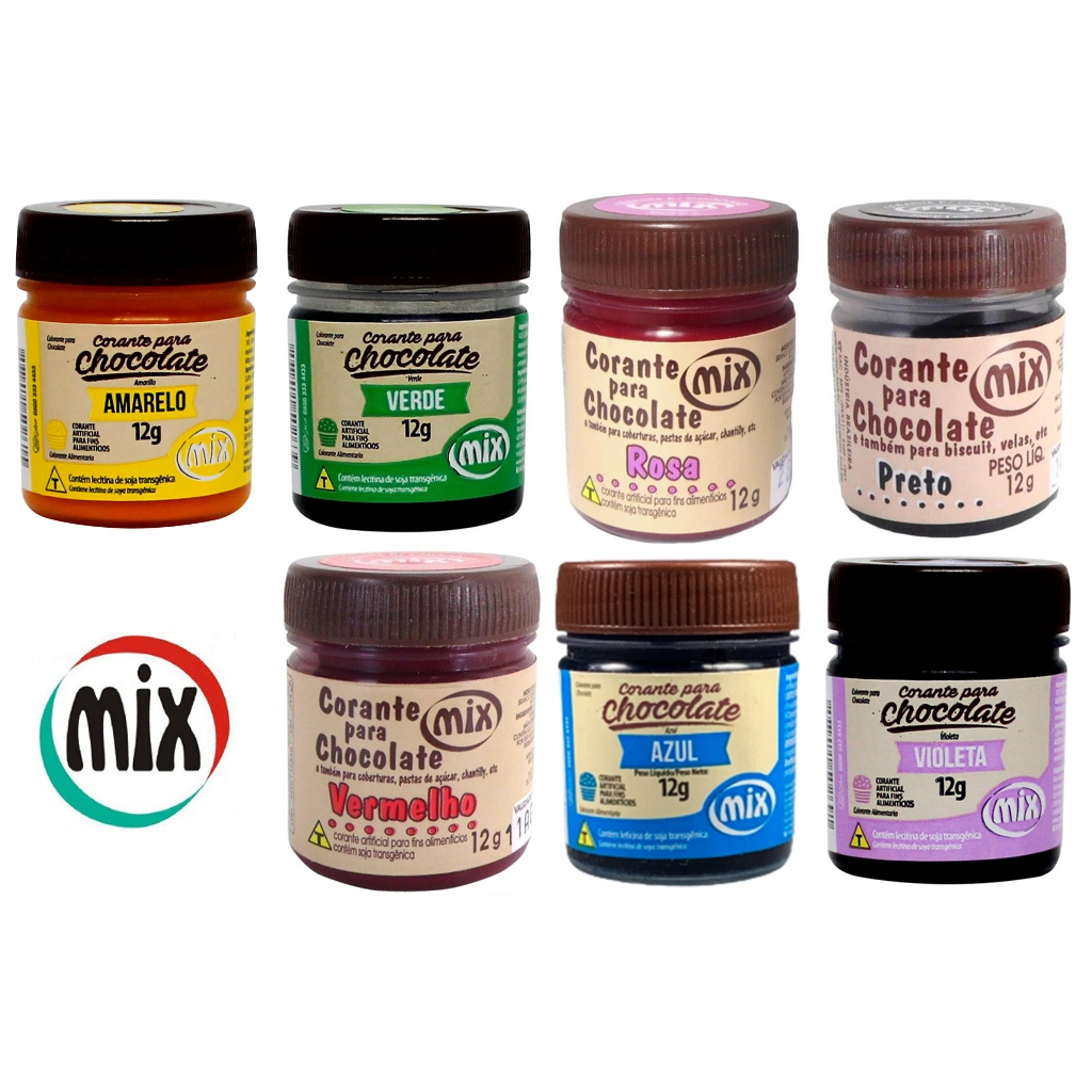Kit 7 corantes para chocolate MIX 12g lipossolúvel | Shopee Brasil