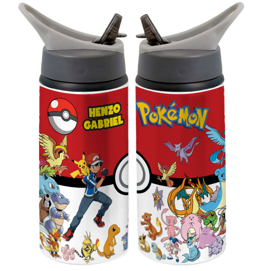 Garrafa Squeeze Pokémon Desenho Infantil com Nome Personalizado 01 ...