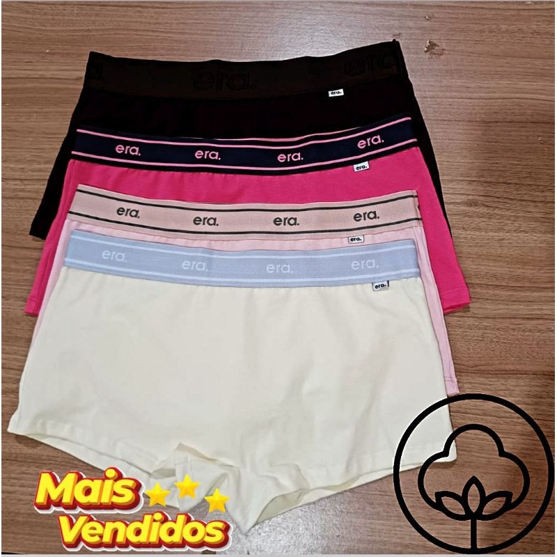 Kit 5 Calcinha Box Boxer Feminina ERA ORIGINAL Shortinho Confortavel Direto da Fabrica | Shopee ...
