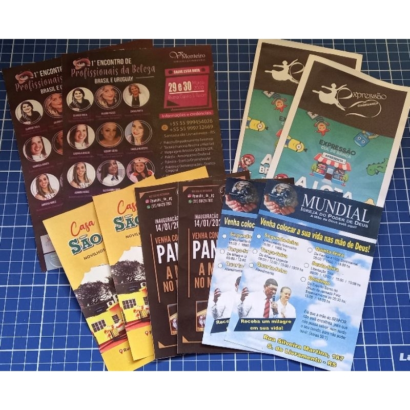 PANFLETOS, FOLDERS, FLYERS, FOLHETOS 10x14 e 14x20cm (4x0/4x1/4x4 cores ...
