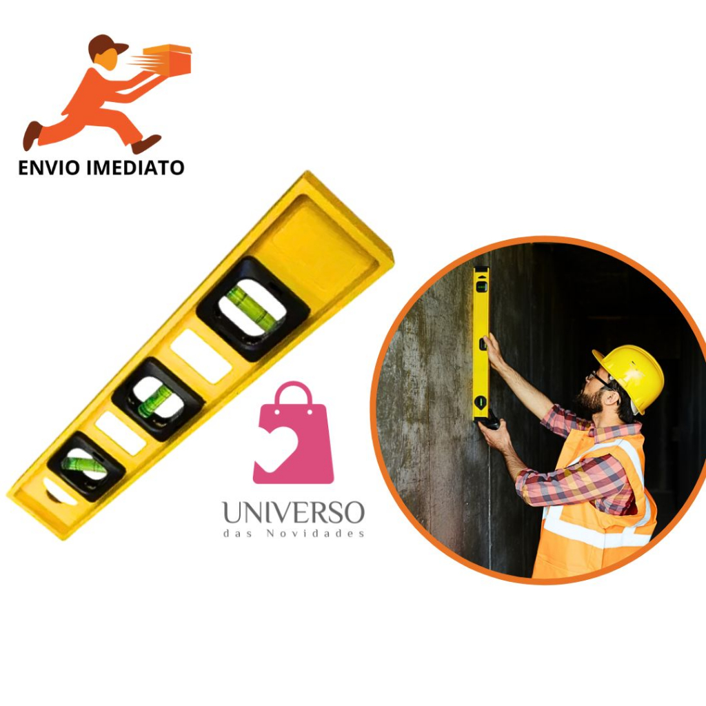 Nível De Mão 3 Bolhas Prumo Pedreiro 50cm Uso Profissional Domestico ...