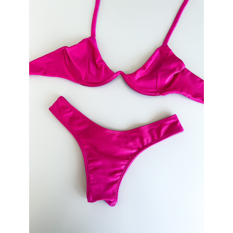Biquíni Aro Inteiro Rosa Com Brilho Empina Bumbum Shopee Brasil