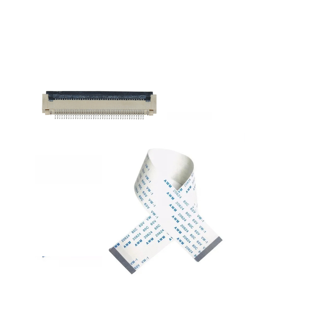 Cabo Flat 40 Vias 2cm largura 15cm + Conector 40 Pinos Contato Inferior ...