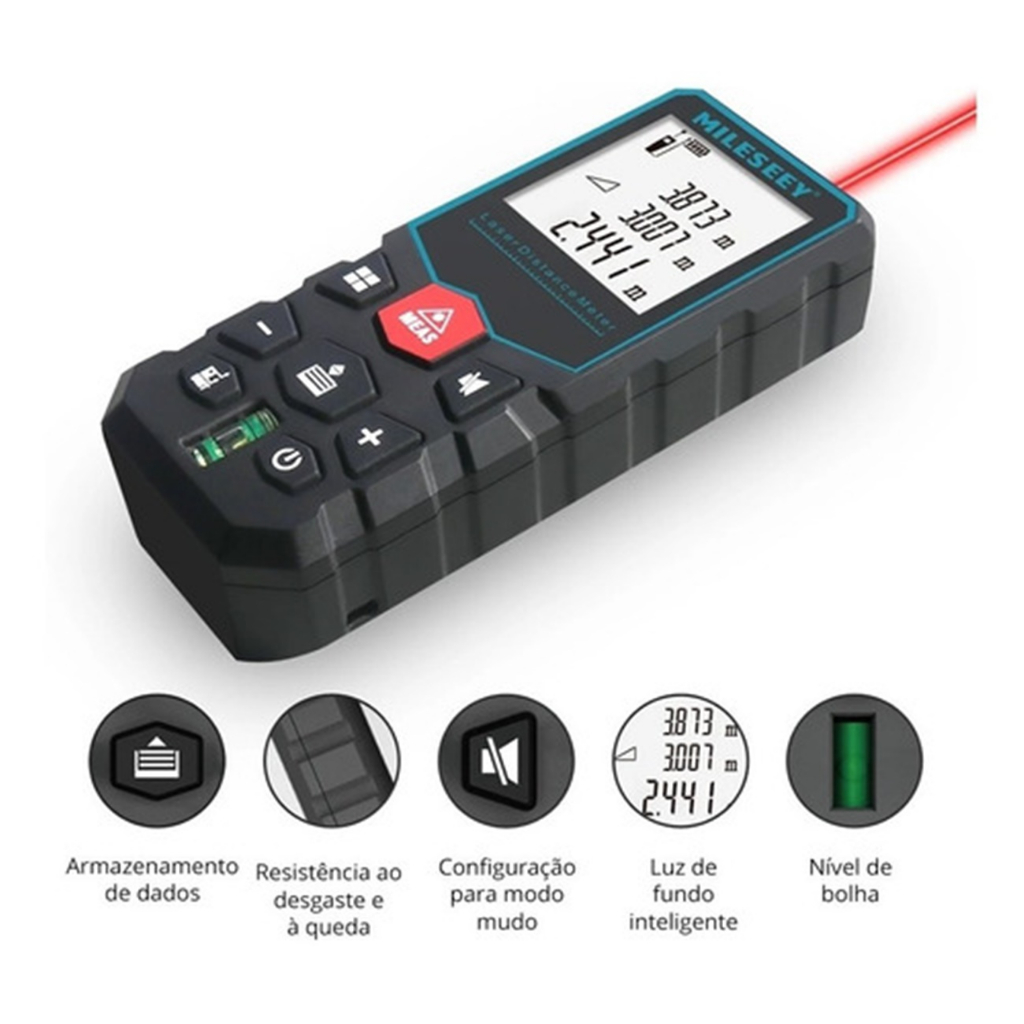 Trena Laser Digital Alta Precisão X5 40 Metros / 60 Metros / 80 Metros ...