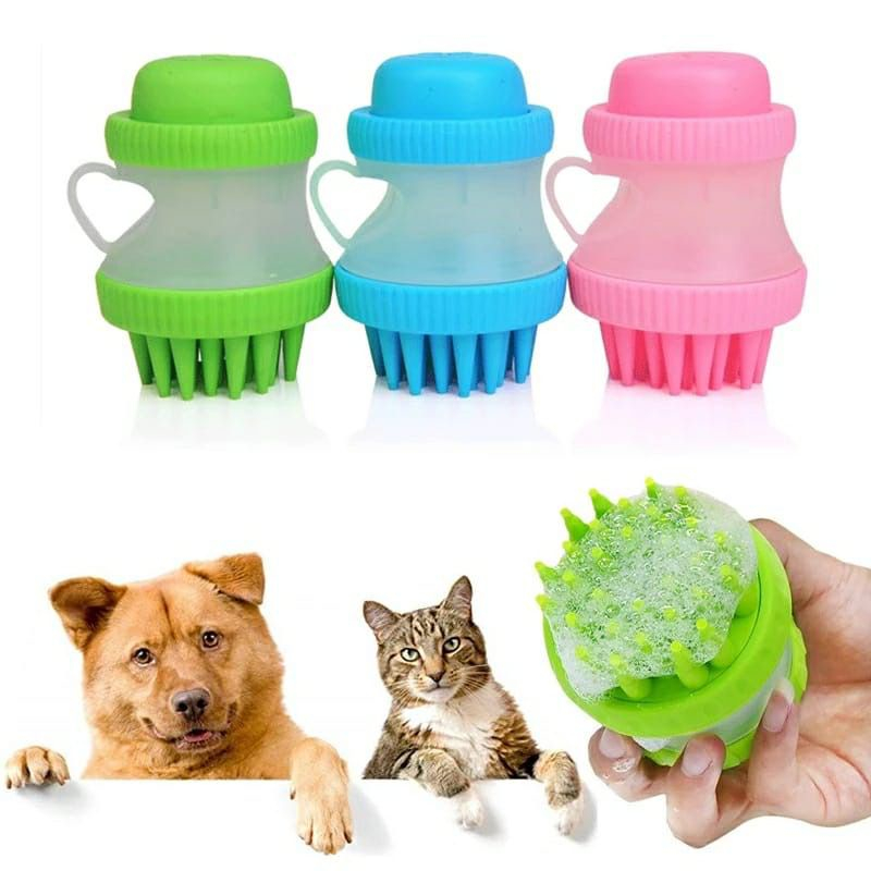 Dispenser Para Shampoo Pet Escova Pente Massageadora Banho Pet | Shopee ...