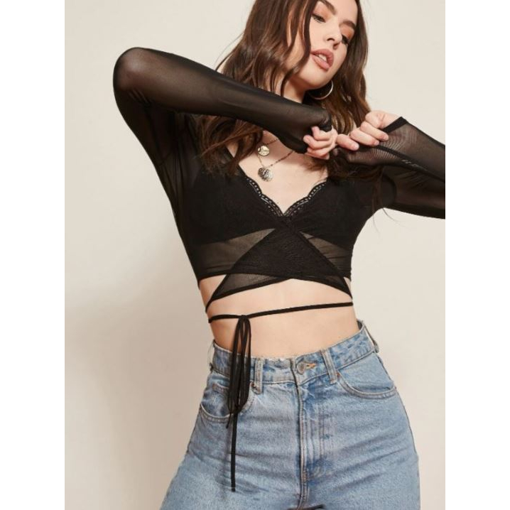 Criss Cross Simples Top Tule Manga Longa | Shopee Brasil Criss Cross Simples Top Tule Manga Longa | Shopee Brasil