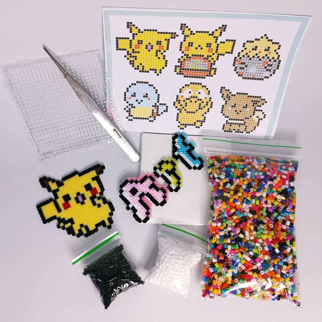 Kit Perler Beads 2.6mm com Pegboard, Pinça, e Papel Manteiga escolha o ...