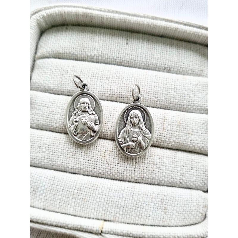 MEDALHA ITALIANA IMACULADO CORAÇÃO DE MARIA E SAGRADO CORAÇÃO DE JESUS ...