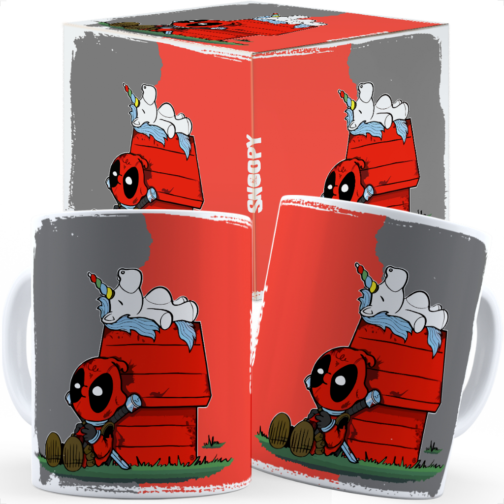Caneca Divertida Snoopy Deadpool - Caixa Personalizada | Shopee Brasil