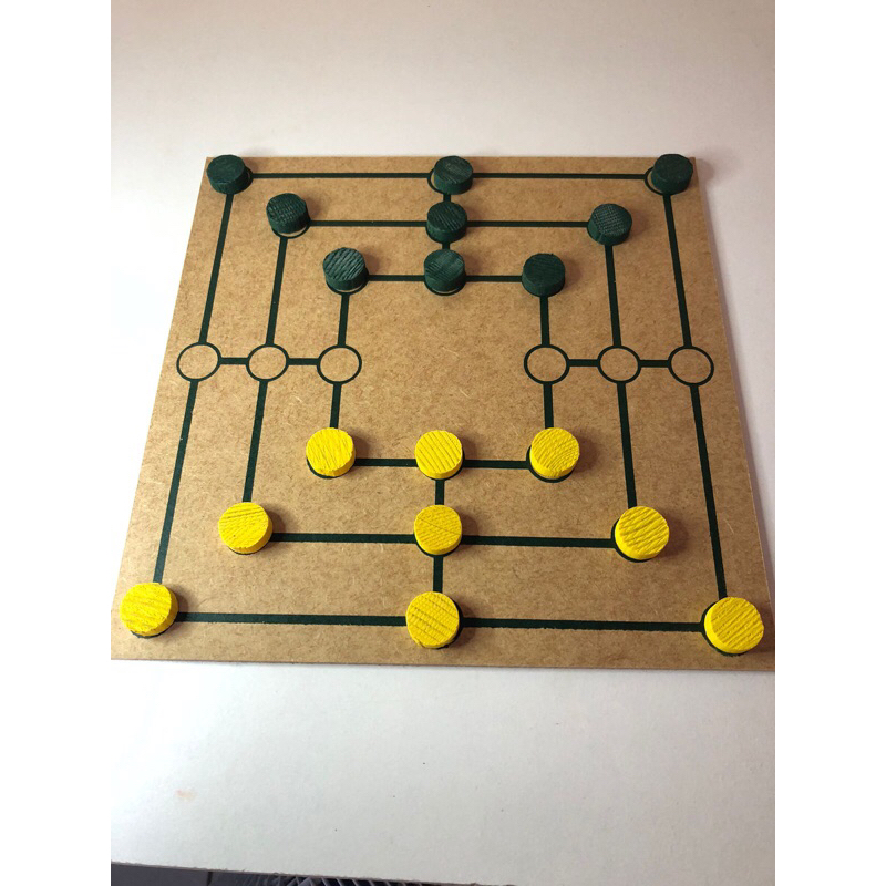 Jogo de Trilha Tabuleiro de Mesa Jogo Classico em Madeira MDF 18 peças ...