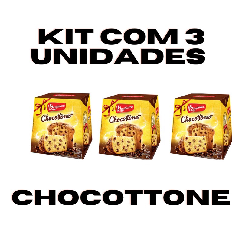 Kit 3 Mini Chocotone Bauducco 80g Gotas Chocolate | Shopee Brasil