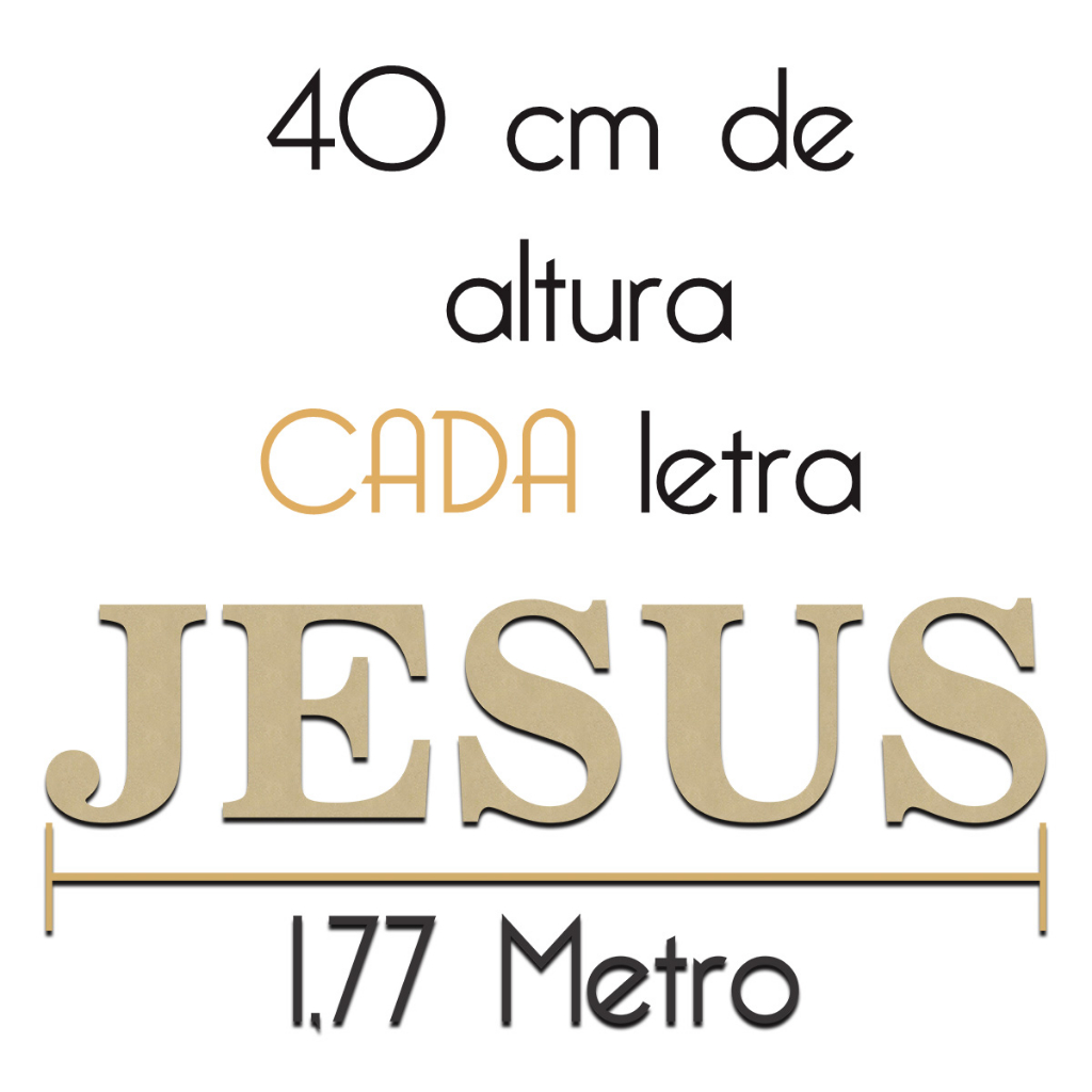 Letreiro Jesus Grande Para Parede 40 Cm Cada Letra Igreja Religioso ...