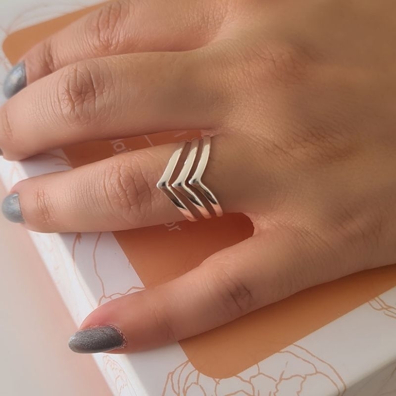 Anel seta tripla, PRATA 925 | Shopee Brasil