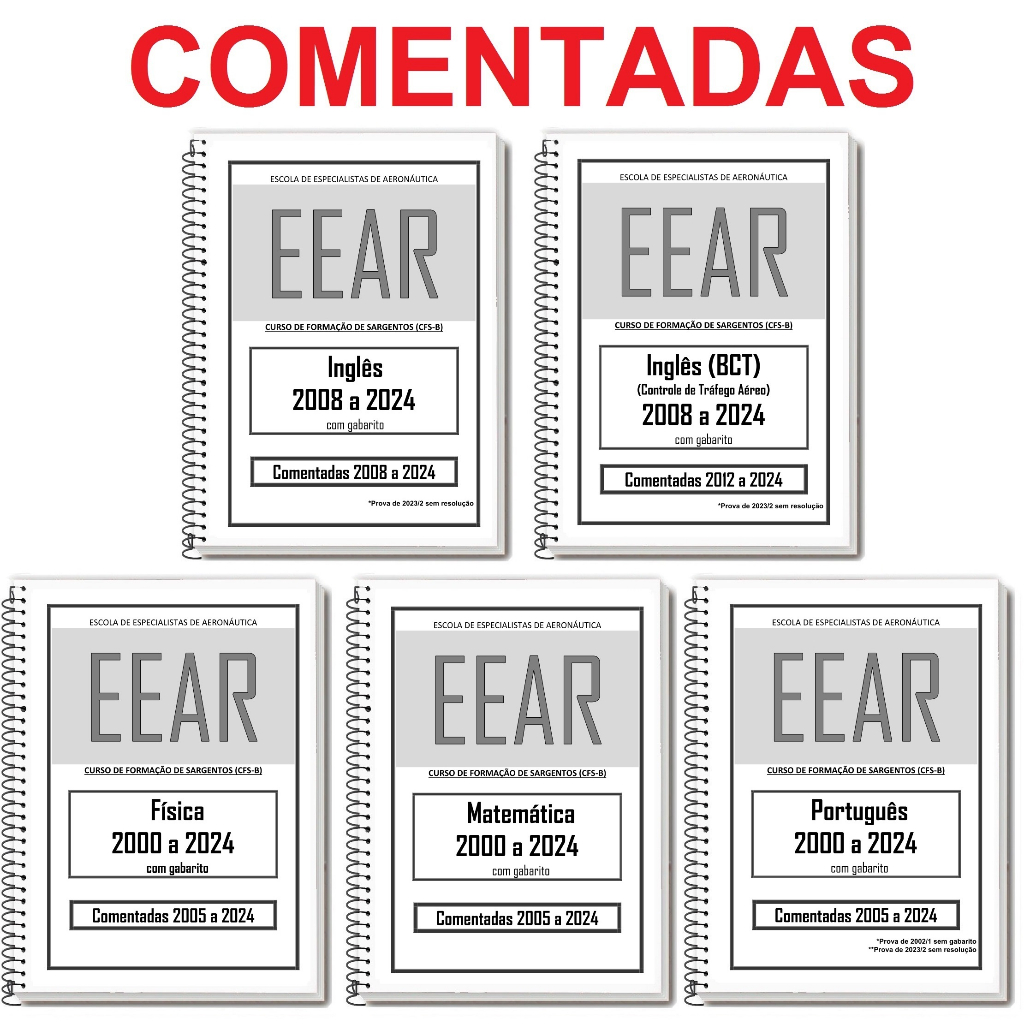 EEAR 2000 a 2024 Comentadas Resolvidas - Apostila de Provas | Shopee Brasil