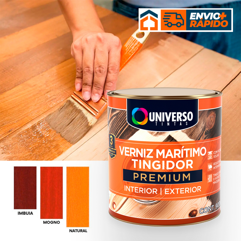 Verniz Premium Para Madeira Marítimo Tingidor 1/4" 900ml Interior ...