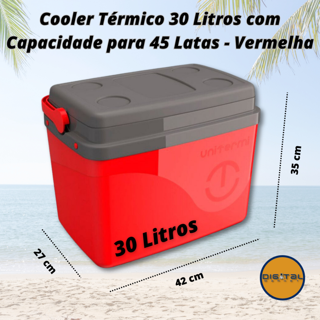 Cooler Térmico Unitermi Caixa Floripa Com Alça de 30 Litros com ...