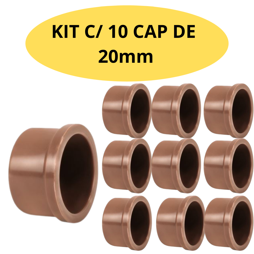 Kit 10 CapSoldável de Meia Tampão Cano Pvc 20mm Marrom | Shopee Brasil