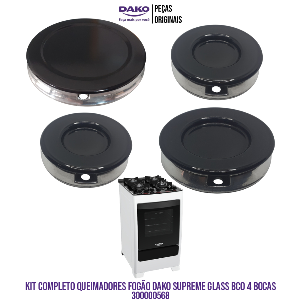 KIT COMPLETO QUEIMADORES E ESPALHADORES FOGÃO DAKO SUPREME 4 bocas | Shopee Brasil