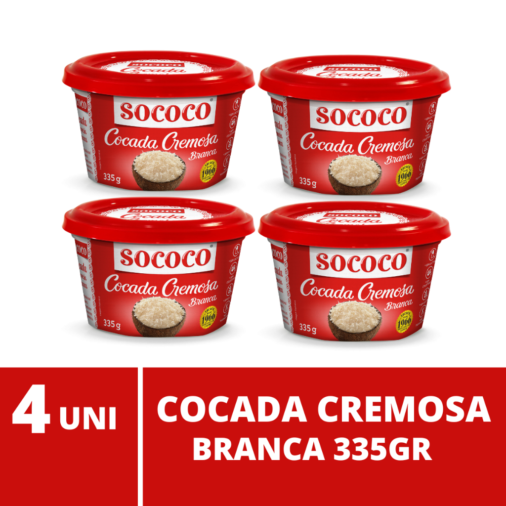 Cocada Cremosa Branca 335gr Sococo - 4 Unidades | Shopee Brasil