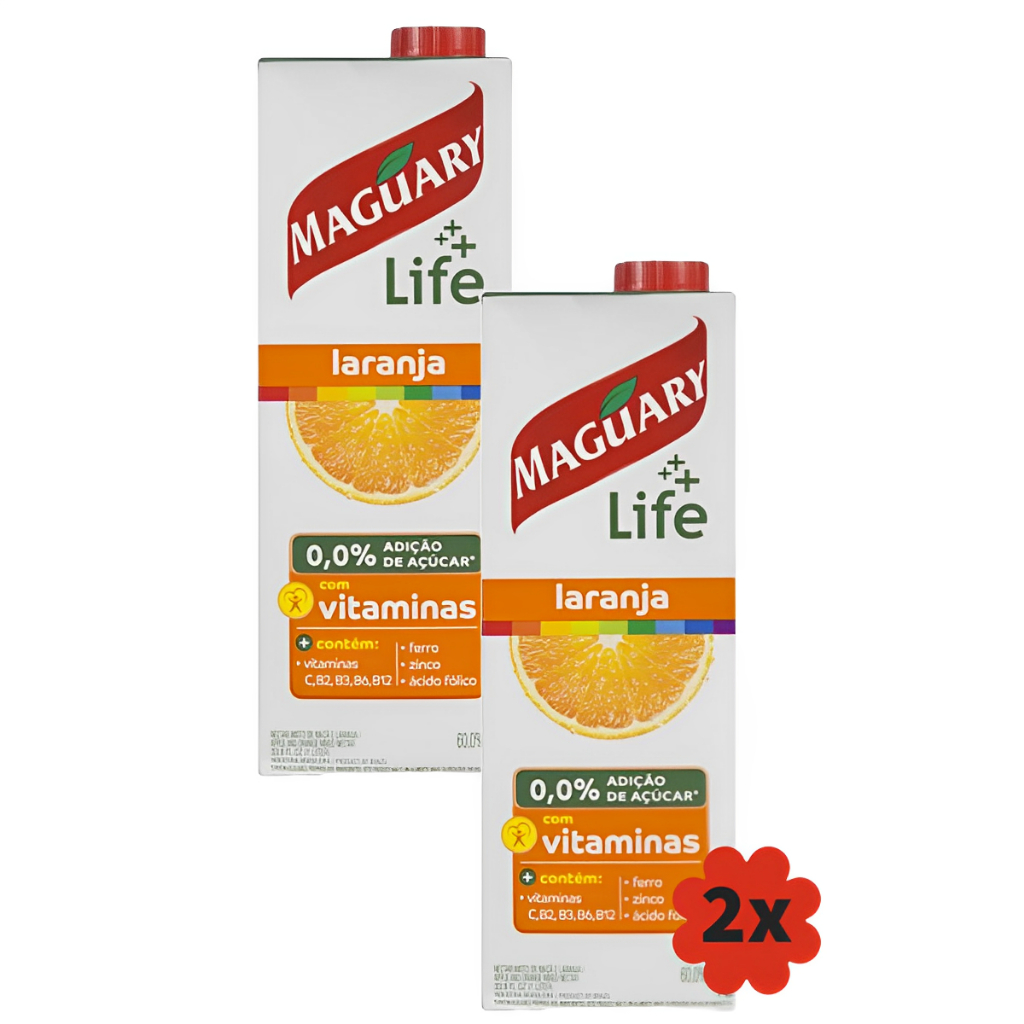Kit 2 Sucos de Laranja Maguary Life 1 Litro Zero Adição de Açúcar ...