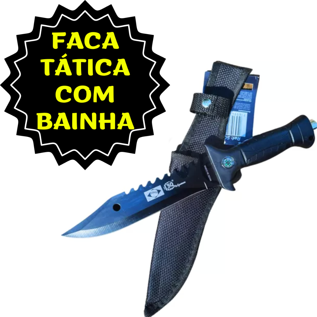 Faca Tatica Militar do Rambo Com Bainha Camping Pesca | Shopee Brasil