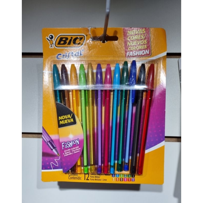 Kit de Caneta Esferográfica Bic Cristal Fashion 10 e 12 Cores Vivas ...