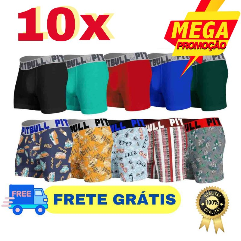 Kit Com 10 Cuecas Boxer Box - Cueca Adulto - Kit De Cuecas Microfibra ...