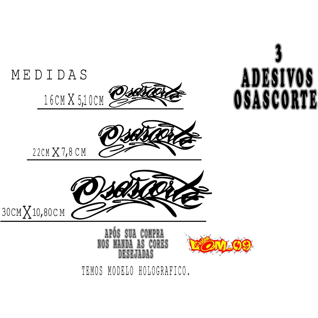 KIT ADESIVO OSASCORTE PARA CAPACETE, VISEIRA, MOTOS, TODAS E HOLOGRAFICO , PROTETOR DE ESCAPE ...