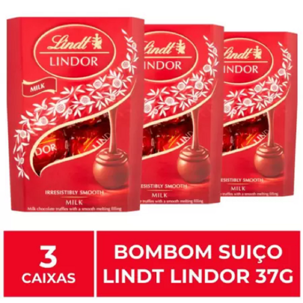 3 Caixas de 37g Bombons Lindt Lindor de Chocolate Suico Chocolate Ao ...
