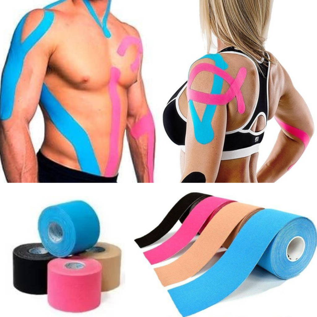 Kit 5 Fita Kinesio Tape Bandagem Elástica Adesiva Funcional Sports Fisioterapia Ortopedia Alivia ...