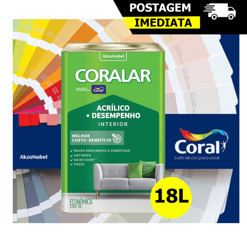 Tinta Parede Coral Acrílica Fosca Anti Mofo 18 Litros Cores | Shopee Brasil