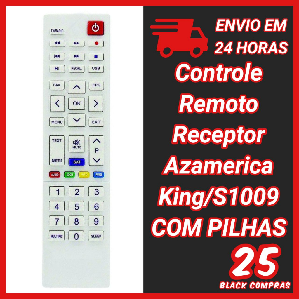 7081 Controle Remoto Azamerica King S1009 (COM PILHAS) | Shopee Brasil