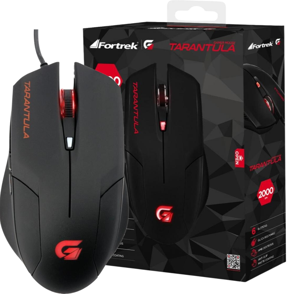 Mouse Gamer Spider Tarantula Fortrek OM-702 Preto 2000 DPI | Shopee Brasil