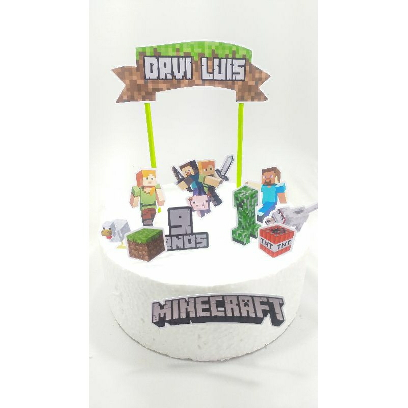 Topo de Bolo / Topper Personalizado - Minecraft | Shopee Brasil