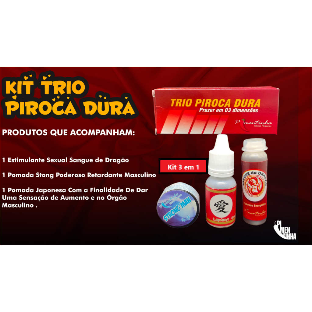 Kit Trio Piroca Dura Estimulante, Aumenta e Retardante Sexual Masculino ...