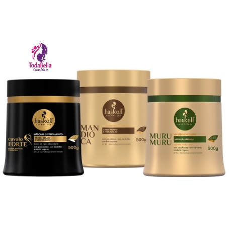 Kit Haskell Cronograma Capilar 500g Cavalo Mandioca Murumuru | Shopee Brasil