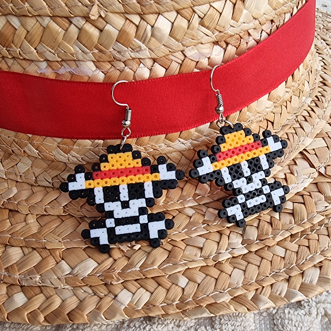 Brinco Jolly Roger - One Piece - Pixel Art/ Pixel Arte/ Perler Beads ...