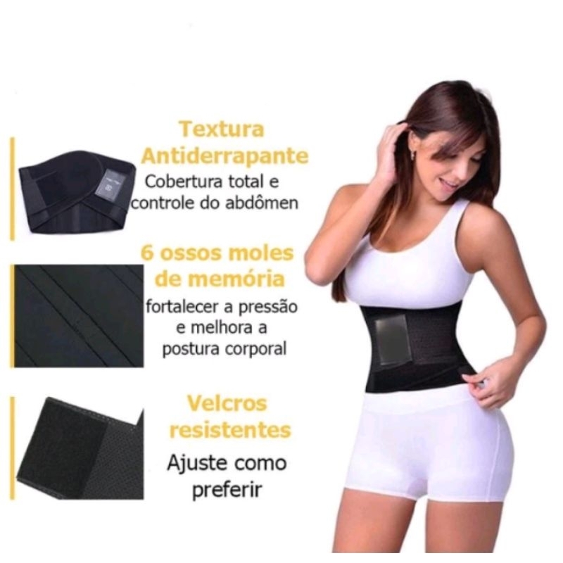 cinta modeladora, dupla faixa feminina , coluna ,compressão , reduz ...